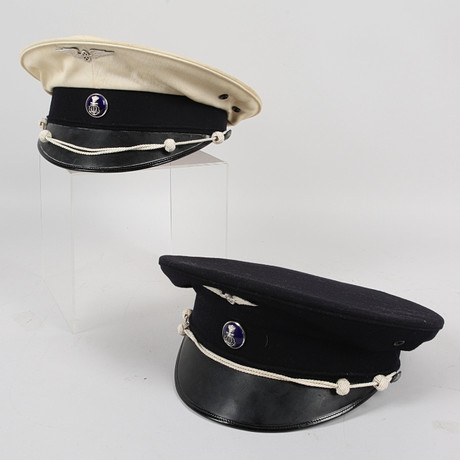SCREEN CAPS, 2 pcs, black and white, Swedish Navy/Statens Railroads ...