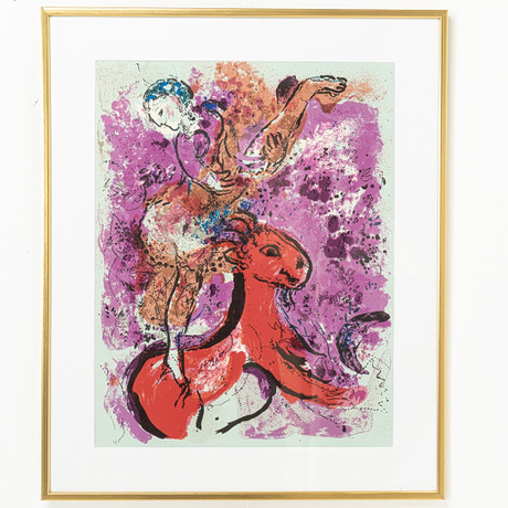 MARC CHAGALL. EFTER. Färglitografisk affisch, "L´Écuyère au cheval ...