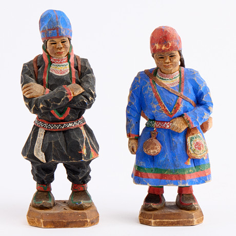 TORBORG LINDBERG. Samefigur/Skulptur, 1900-talets första hälft, två st ...