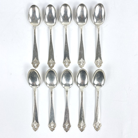 KAFFESKEDAR samt FINGERBORG, 10 + 1 delar, silver. Silver & Metall ...