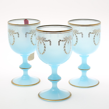 GLASS, 3 pcs, Opaline, France. Glass - Other - Auctionet