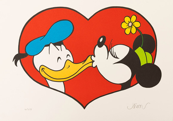 PETTER THOEN. Donald Duck and Mimmi Pigg, lithograph in colours, signed ...