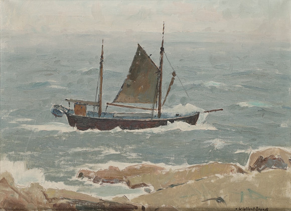 SIGURD KIELLAND-BRANDT (1886-1964). Marine motif with cutter, oil on ...