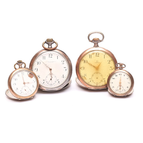 A pocket watch, 4 pcs, silver, including Omega. Clocks & Watches ...