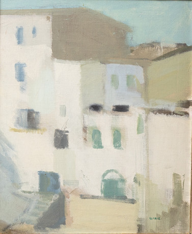 GUSTAV ARNE. House facades, oil on pasted canvas, signed. Art ...