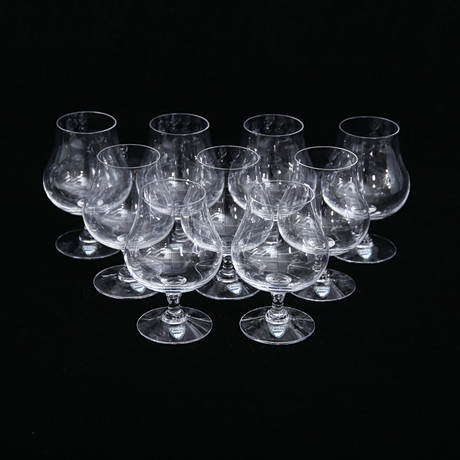 A set of 9 COGNAC CUPS, Orrefors, with labels. Glass - Utility glass ...