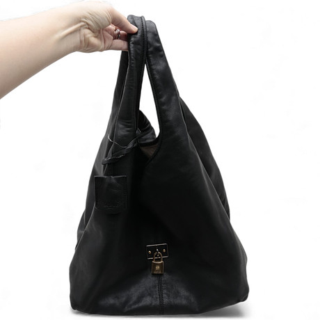 LOEWE. “Carrier” tote bag in leather, with padlock. Vintage & Designer ...