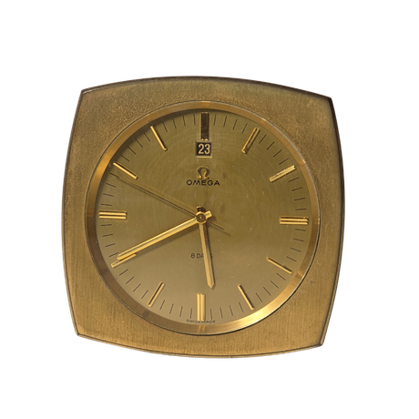 BRASS TABLE CLOCK, OMEGA, 60S. Clocks & Watches - Mantel clocks - Auctionet