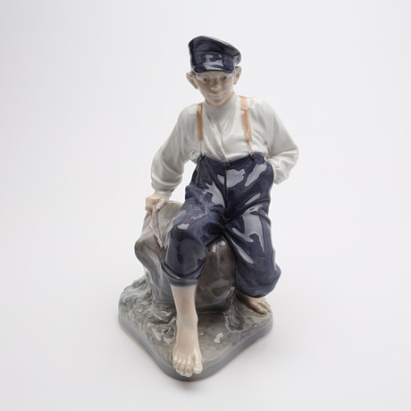 FIGURE, SHEPHERD BOY, ROYAL COPENHAGEN. Ceramics & Porcelain - European ...