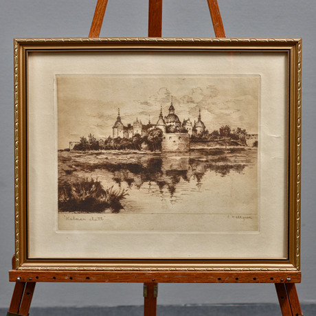 ERNST ÄLLGREN (1889-1944) ”KALMARIN LINNA” ETSAUS, SIGNEERATTU. Taide ...