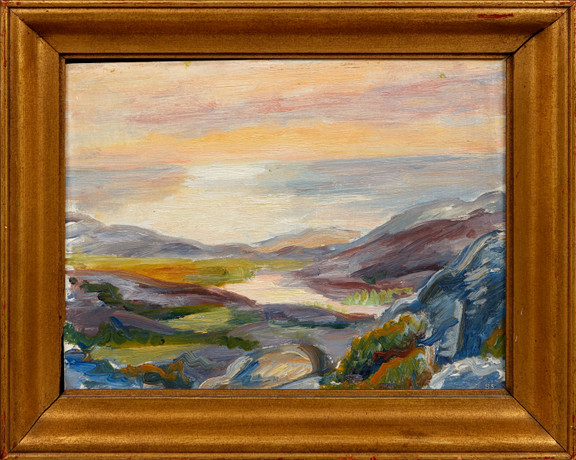 BIRGER SIMONSSON. Coastal landscape in sunset, oil on panel, signed ...