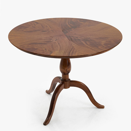 A coffee table with three legs, stained birch and mahogany fan, 1940s ...