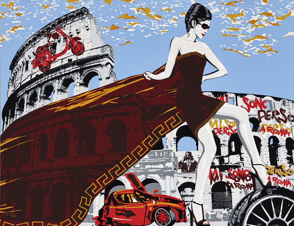 RICHARD RYAN (BORN 1974). “Colosseum Car Crash”, signed Ryan, PT 15/20 ...