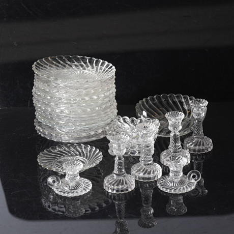 A set of 24 glass objects, “Turbine”, Reijmyre, 20th century. Glass ...
