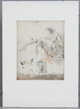 JÜRGEN GÖRG (*1951). 'Hilfe der Baba-Yaga', color etching on paper ...