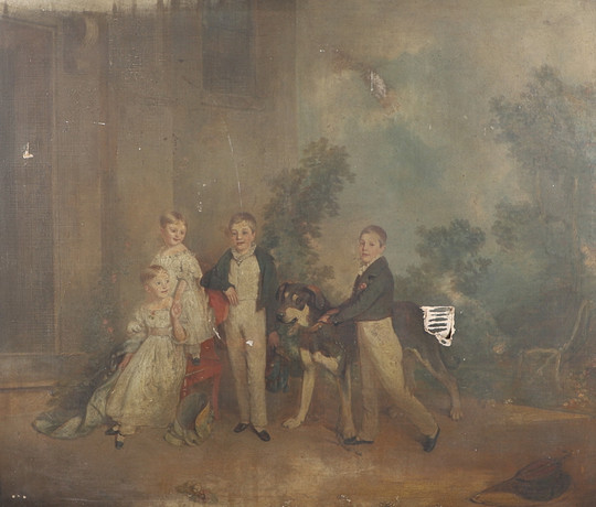 CIRCLE OF THOMAS PHILLIPS, RA (1770-1845). PORTRAIT OF FOUR CHILDREN ...