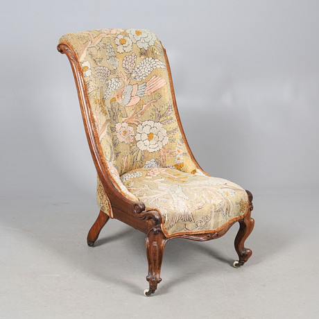 A VICTORIAN CARVED ROSEWOOD FRAMED LOW SEAT CHAIR. Furniture ...