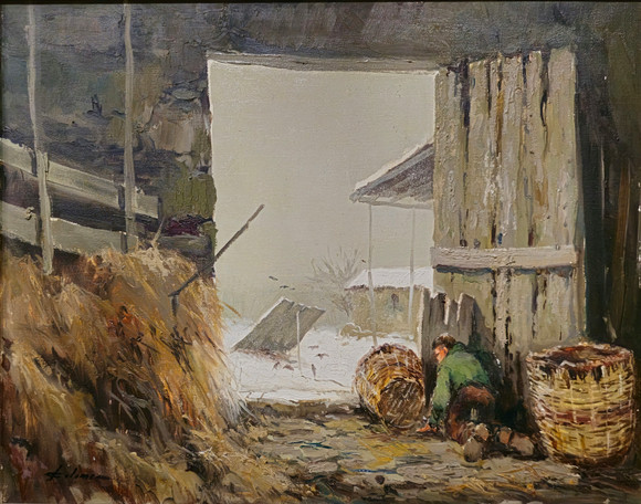 JOSEP COLOMER COMAS. WINTER IN THE HAYSTACK. OIL ON CANVAS. Art ...