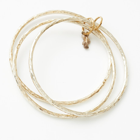 SANDBERG, armringar, 3 st., sterlingsilver, ihopsatta med 2 ringar av ...
