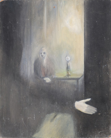 JOHAN THUNELL 1946-. OIL ON PANEL, “A MISTAKE”, SIGNED AND DATED 1965 ...