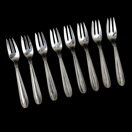 A set of 8 cake forks, silver 830, W&SS, Denmark. Silver & Metals ...