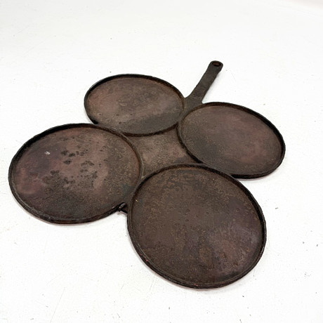 LARGE CAST IRON SKILLE/PANCAKE SLAG, marked AJB, 1800's. Swedish Folk ...