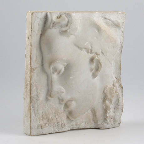 GUNNAR ELFGREN. Sculpture, plaster, face in profile, signed. Art ...