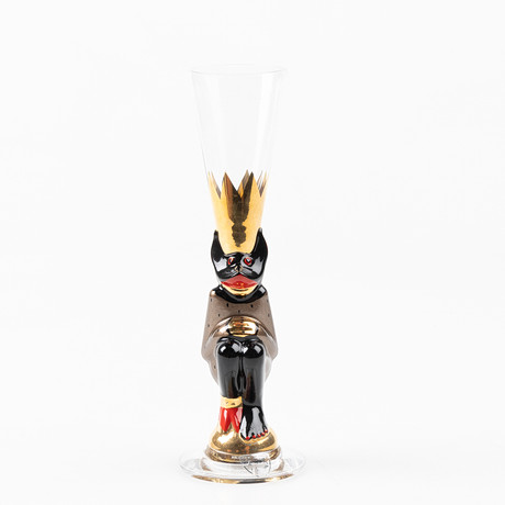 GUNNAR CYRÉN. Snapsglas, "Nobel", sk "Djävulsglas", brun metallic ...