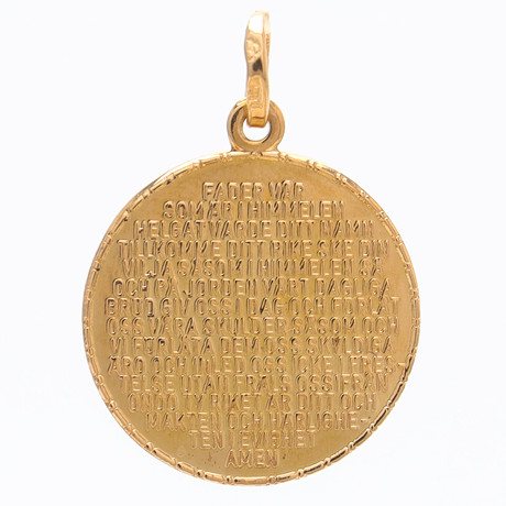 A PENDANT, 18k gold, “Our Father...”. Jewellery & Gemstones - Brooches ...