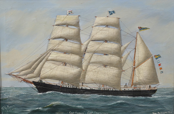 THOMAS G. PURVIS 1861–1933. Line ship Carl-Fredrik, oil on canvas ...