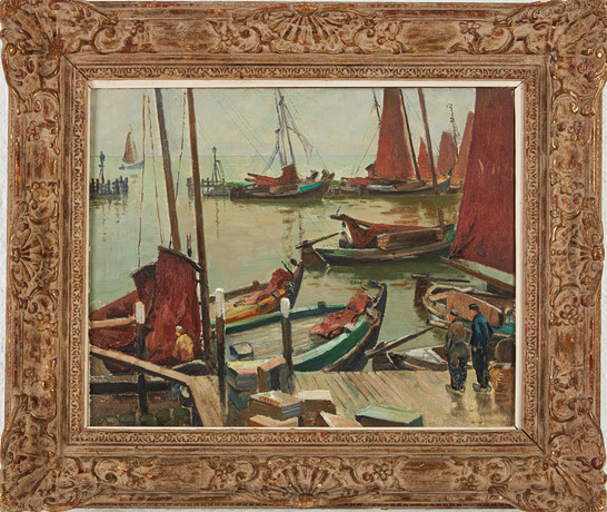 WILLEM ALEXANDER KNIP (1883-1967). “Haven Volendam”, oil on canvas ...