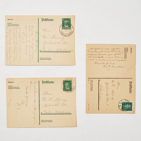 ALBERT EINSTEIN, 3 AUTOGRAPH CARDS SIGNED TO HERMAN MÜNTZ IN 1928-1929 ...