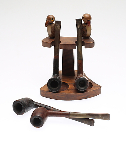 PIPES, 4 pcs and PIPE STAND, first part of the 20th century ...