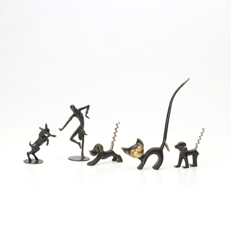 BRONSFIGURER, FEM ST. Walter Bosse, ringhållare, Karl Weiler, Pforzheim ...