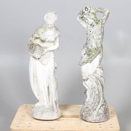 A PAIR OF FEMALE CONCRETE STATUES. Garden & Architectural - Garden ...