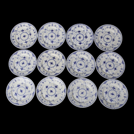 ASSIETTER, porslin, Musselmalet halvblond, Royal Copenhagen Danmark, 12 ...
