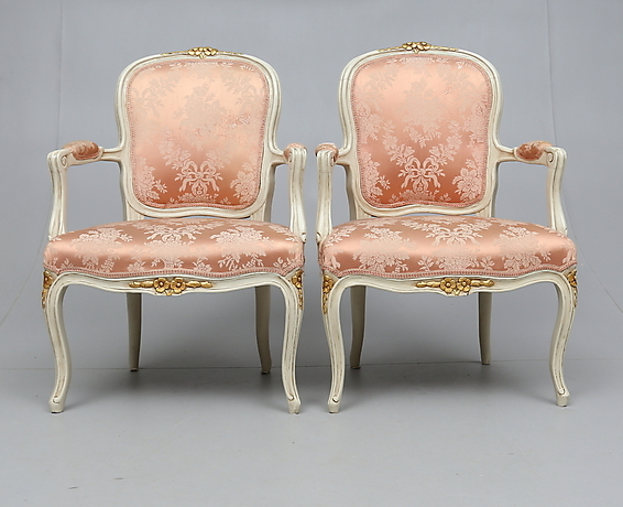 ARMCHAIRS, a pair, rococo style, first part of the 20th century ...