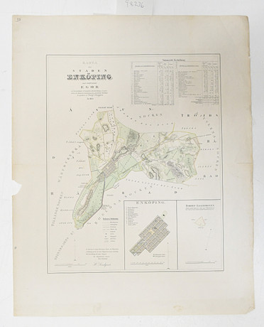 Map of the city of Enköping with associated egos. in 1853. Art ...