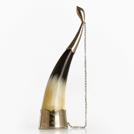 BEVERAGE HORN, in the shape of a bird, horns, first half of the 20th ...