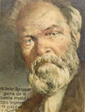 AKVARELL PORTRÄTT PÅ PAPPER. DR. BARRAQUER. SIGNERAD AV ABADIA. Konst ...