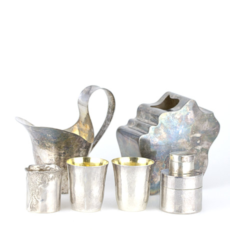 COLLECTION SILVER OBJECTS, 7 pieces, silver, unstamped from private ...
