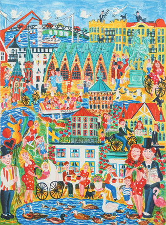 GUNILLA MANN. Värillitografia, ”Juhla ja ilo”, signeerattu, numeroitu ...