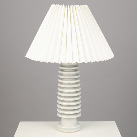 Sculptural table lamp created from former industrial element in glazed ...
