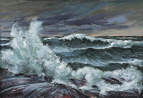 ALF JOHANSSON. “Stiff kuling”, oil on canvas, signed and dated “Seagull ...