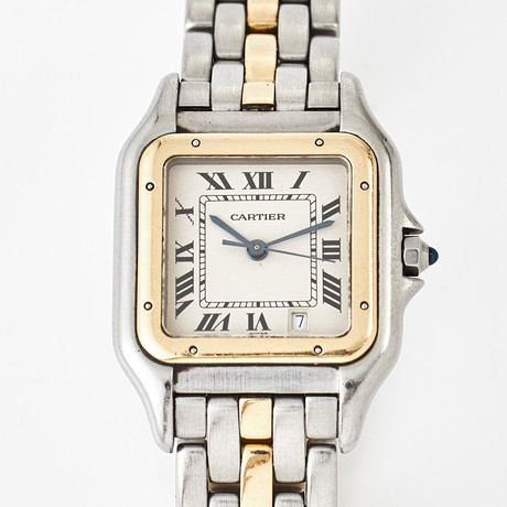 CARTIER, Panthère, armbandsur, 27,5 x 28 (38) mm, stål/guld, ca 1991 ...