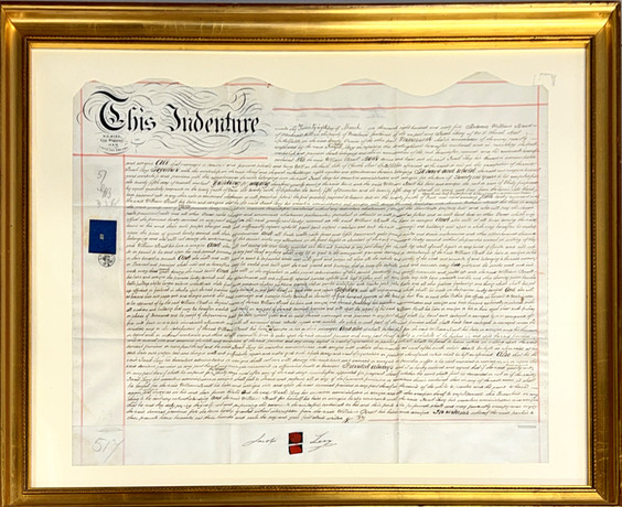 LARGE FRAMED HAND WRITTEN VELLUM INDENTURE. Art - Engravings & Prints ...