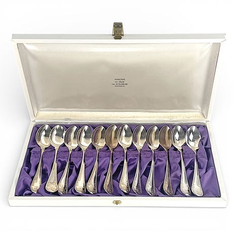 A set of 12 silver tea spoons, Mema, Lidköping, 1990-91. Silver ...