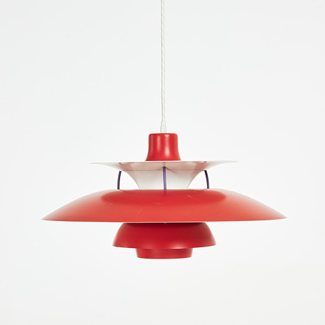 POUL HENNINGSEN. Ceiling lamp, “PH5", Louis Poulsen, red lacquered ...