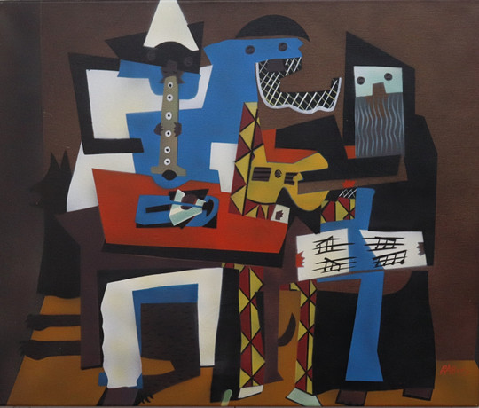 PABLO PICASSO. EFTER. oljetryck, kopia, "Tre Musikanter". Konst ...