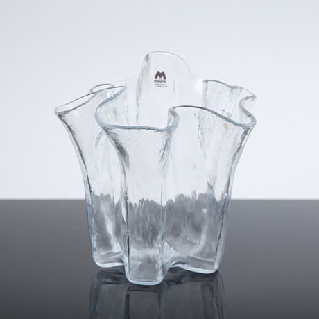 A glass vase, Muurla, with label, Finland. Glass - Utility glass ...